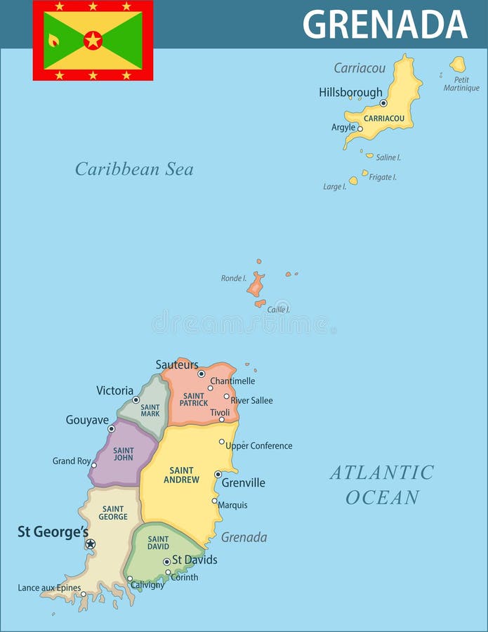 Grenada Map Vector New 2024 Colorful - Customizable Layered Political ...