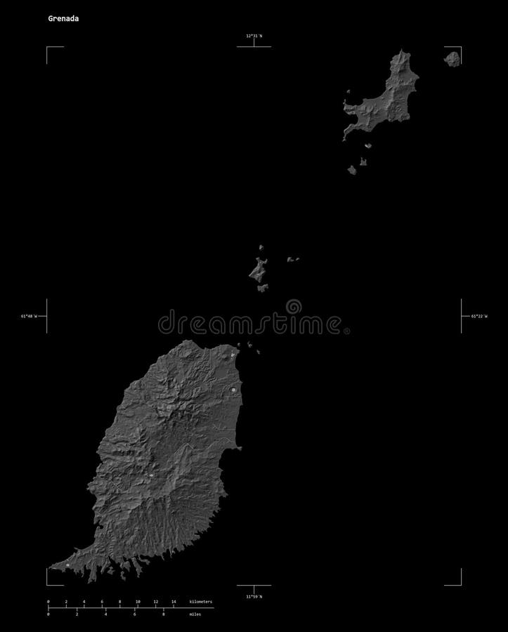 Grenada Shape on Black. Bilevel Stock Illustration - Illustration of ...