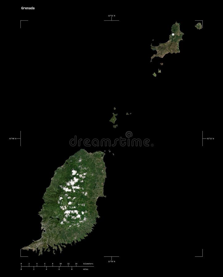 Grenada Shape on Black. High-res Satellite Stock Illustration ...