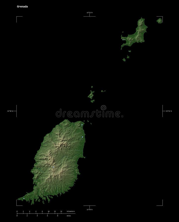 Grenada Shape on Black. Pale Stock Illustration - Illustration of atlas ...