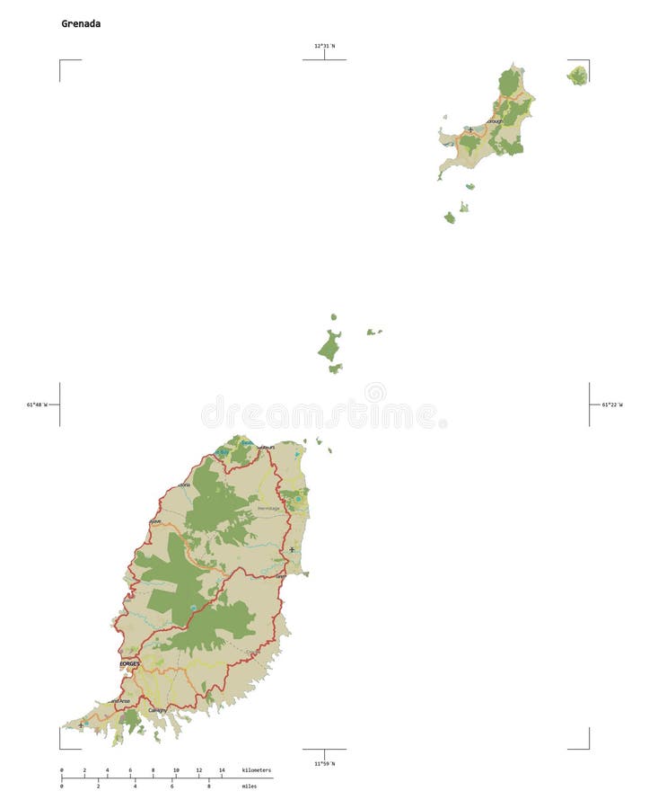 Grenada Shape on White. Topo Humanitarian Stock Illustration ...