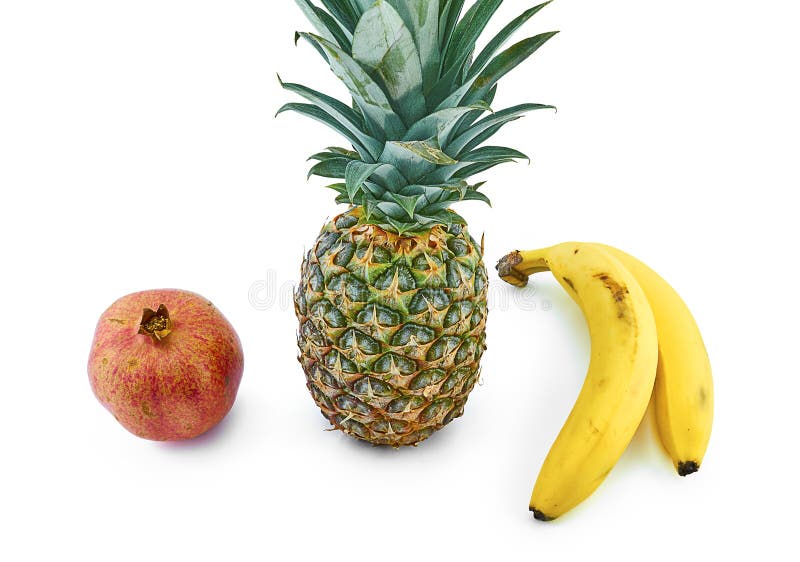 Ananas Et Bananes D'isolement Frais Photo stock - Image du bananes ...