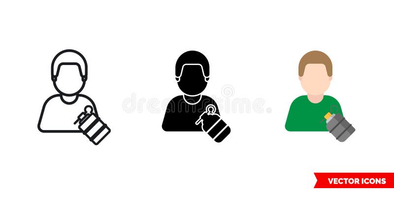 Grenadier Icon of 3 Types Color, Black and White, Outline. Isolated ...