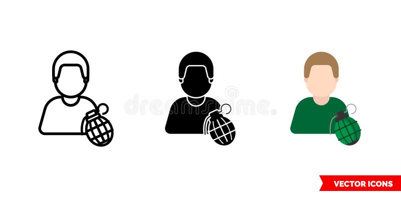 Grenadier Icon of 3 Types Color, Black and White, Outline. Isolated ...