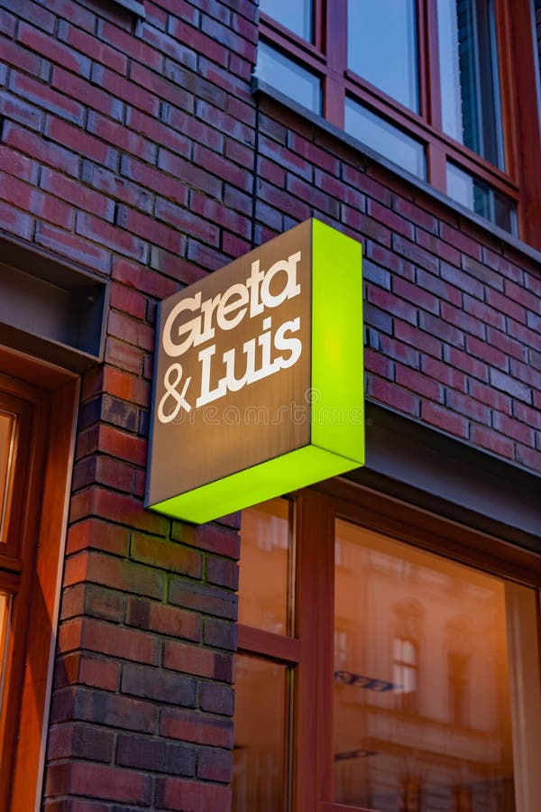 Greta & Luis logo sign editorial photo. Image of brand - 320662036