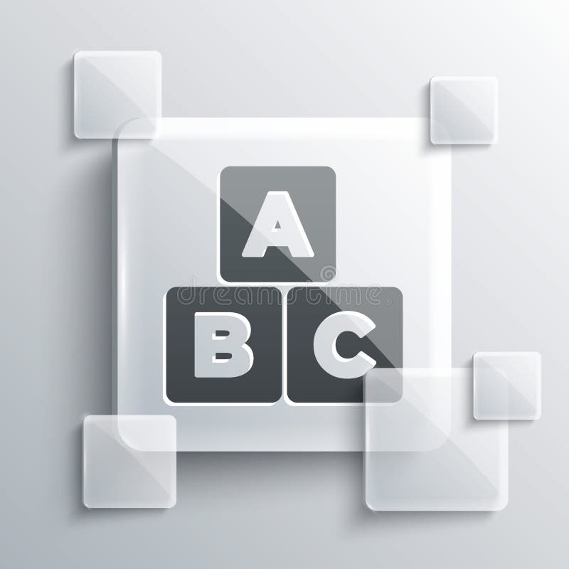 Grey ABC Blocks Icon Isolated on White Background. Alphabet Cubes with ...