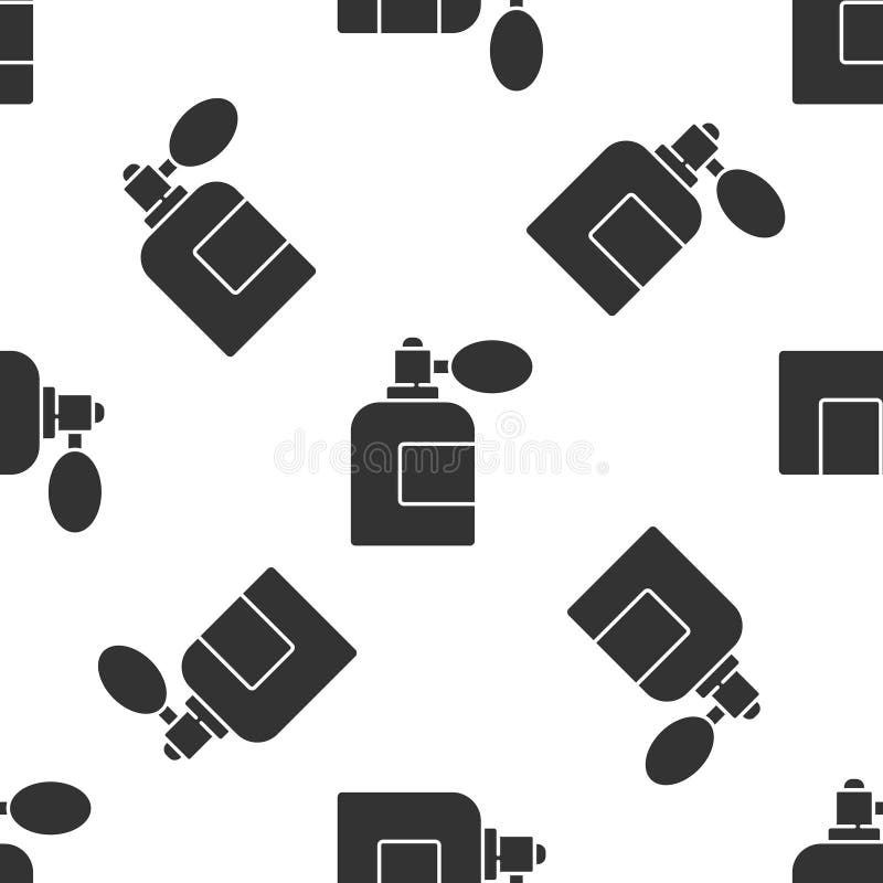 Grey Aftershave Bottle with Atomizer Icon Isolated Seamless Pattern on ...