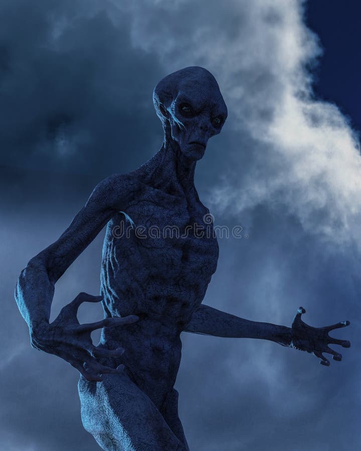 Alien Sci Fi Dark Neon Futuristic Empty Cement Concrete Reflective ...