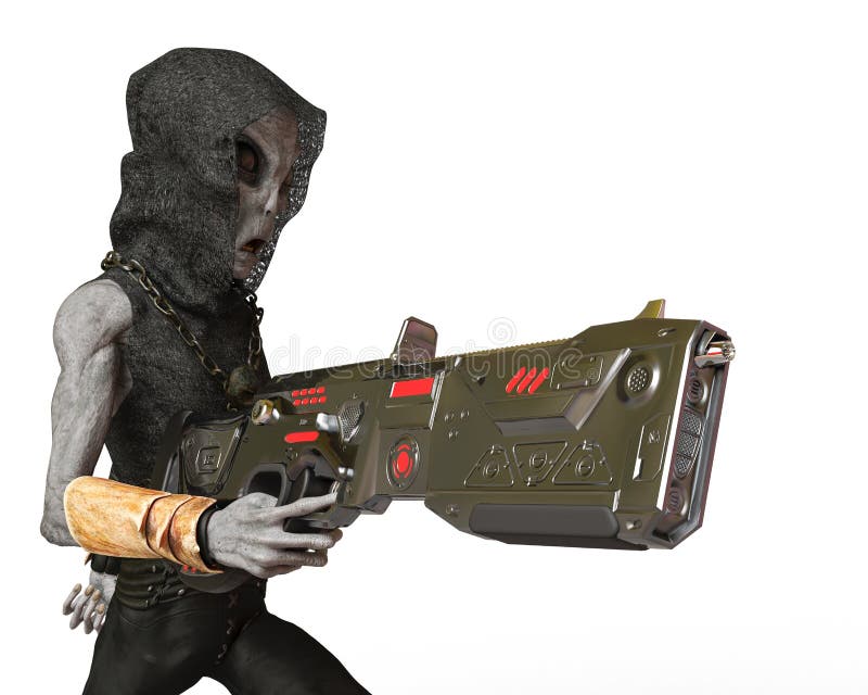 Grey Alien from the Darkness Stock Illustration - Illustration of hood ...