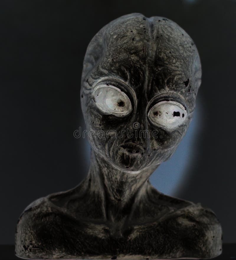 Grey Alien Statue Negative Effect Close Style Image Stock Image - Image ...