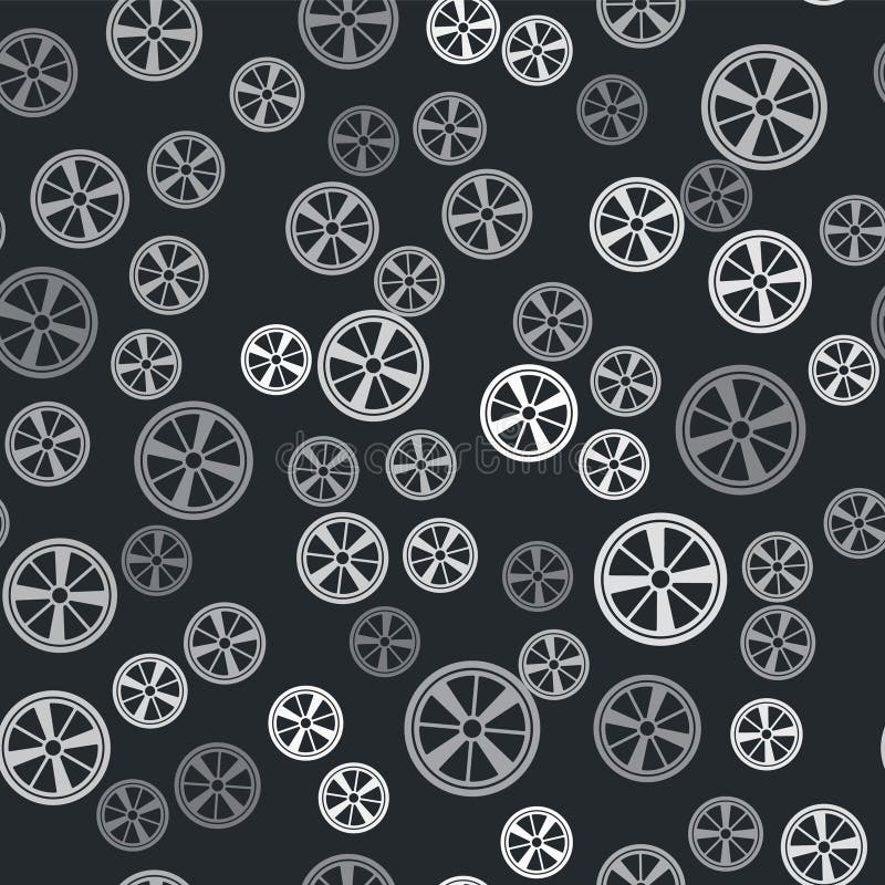 Grey Alloy Wheel for a Car Icon Isolated Seamless Pattern on Black ...