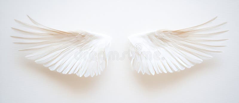 Grey Angel Wings on a White Background, Designed Minimally with Space ...