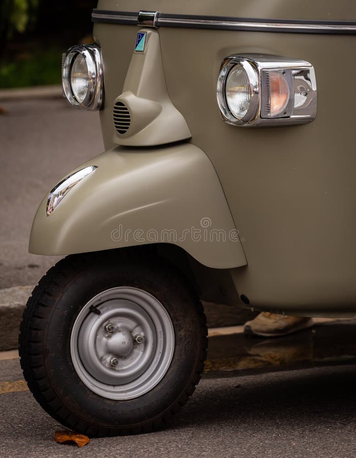 Grey Ape car stock photo. Image of detail, tire, piaggio - 157571776