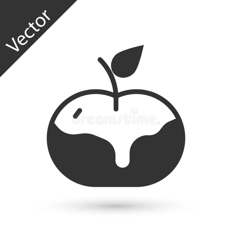 Grey Apple in Caramel Icon Isolated on White Background. Vector Stock ...
