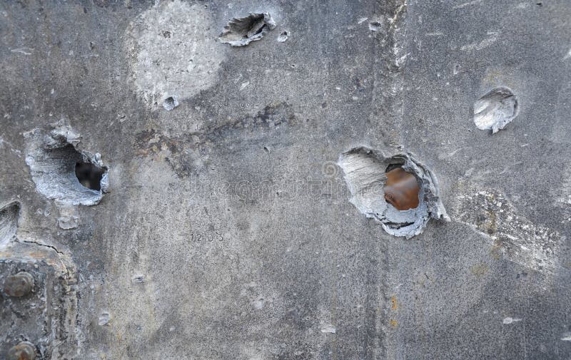 Grey Armored Metal with Damage and Holes Stock Photo - Image of ...