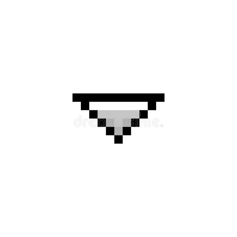 Grey Arrow Pixel Vector Icon, Retro Down Side Direction Pointer Button, Previous Cursor, UI UX ...