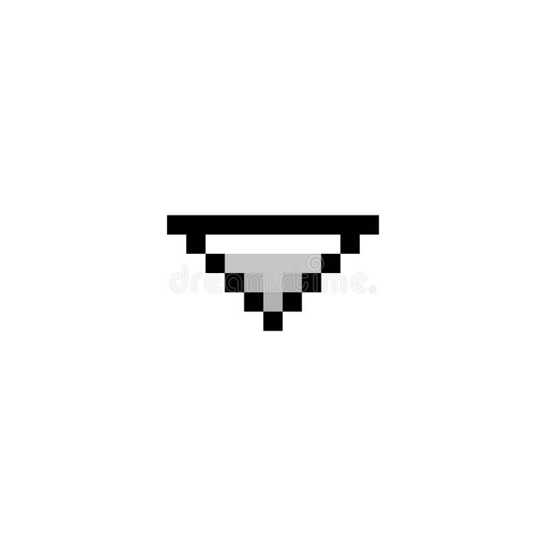 Grey Arrow Pixel Vector Icon, Retro Down Side Direction Pointer Button, Previous Cursor, UI UX ...