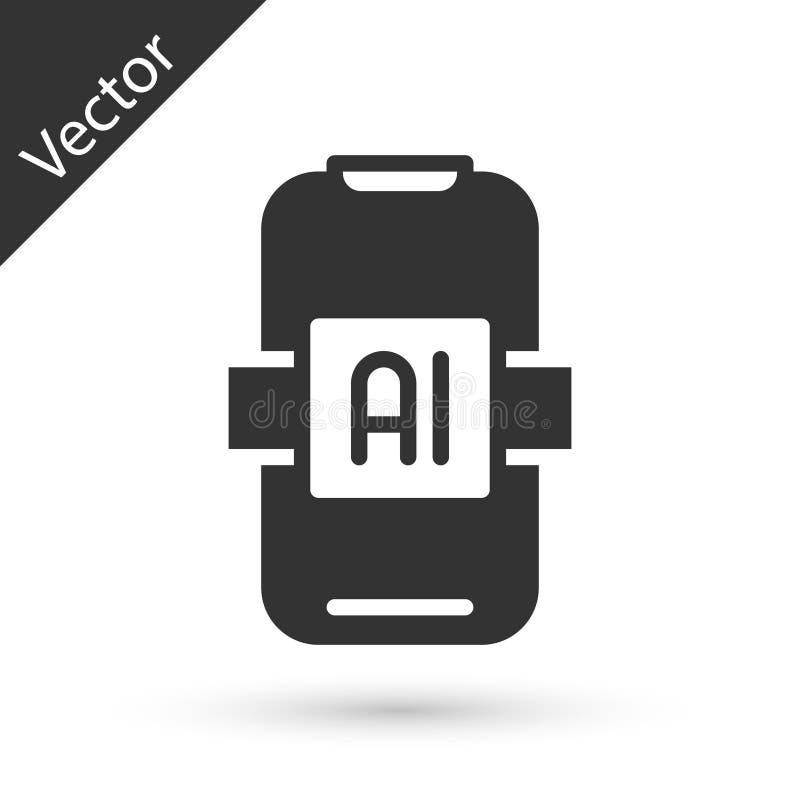 Grey Artificial Intelligence AI Icon Isolated on White Background ...