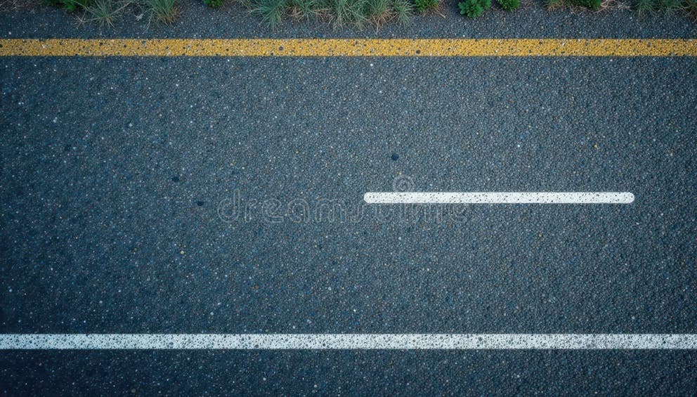 Grey Asphalt Road with White Dashed Lines, Top View, Dashed, Bitumen ...