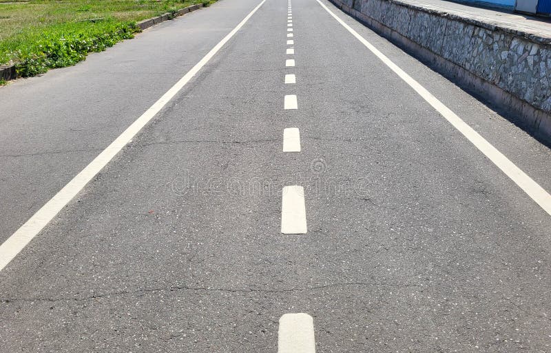 Grey Asphalt Treadmill or Bike Path with White Markings Stock Image ...