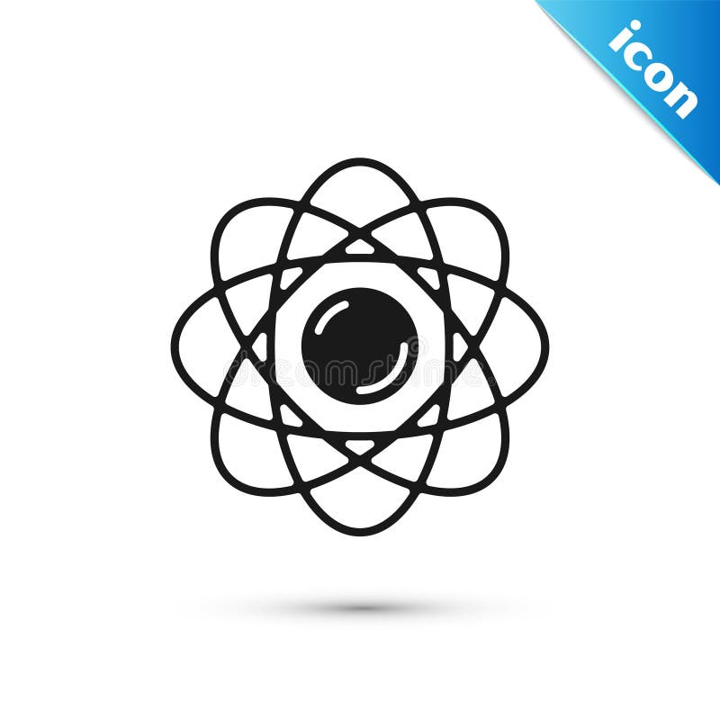 Grey Atom Icon Isolated on White Background. Symbol of Science ...