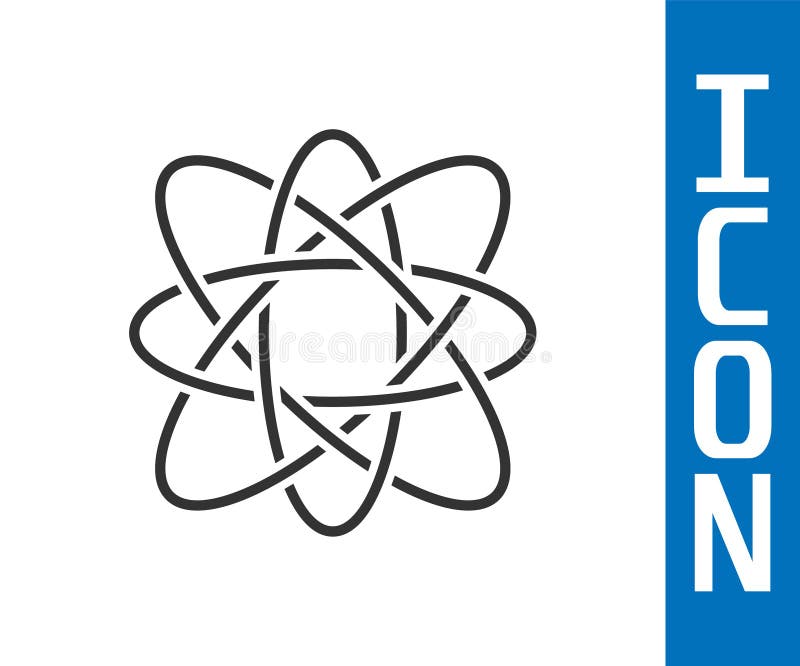 Grey Atom Icon Isolated on White Background. Symbol of Science ...
