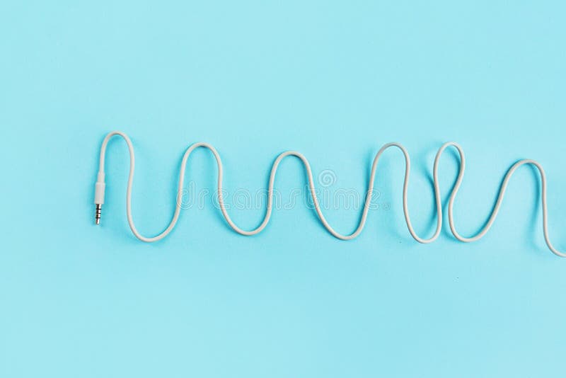 Grey Audio Jack Cables on Blue Background Closeup Stock Photo - Image ...