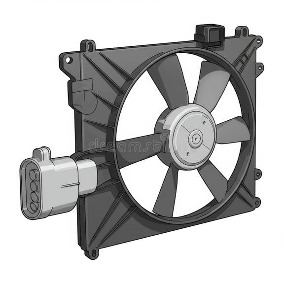 Grey Automotive Engine Cooling Fan Stock Illustration - Illustration of ...