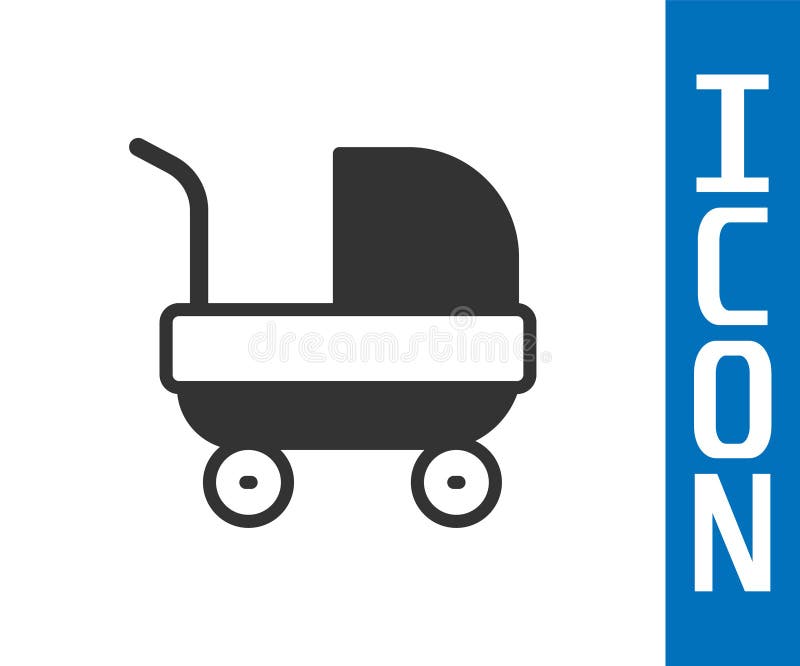 Grey Baby Stroller Icon Isolated on White Background. Baby Carriage ...
