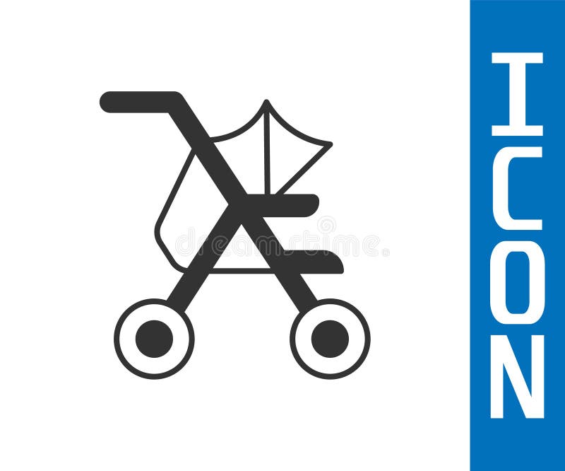 Grey Baby Stroller Icon Isolated on White Background. Baby Carriage ...