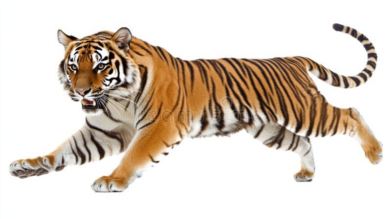 Grey Background Fierce Tiger Captured Leaping Forward Studio Stock ...