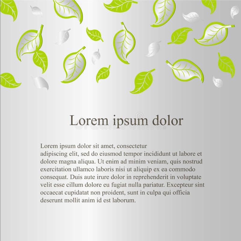 Grey Background with Green Leafs, Lorem Ipsum Stock Vector ...