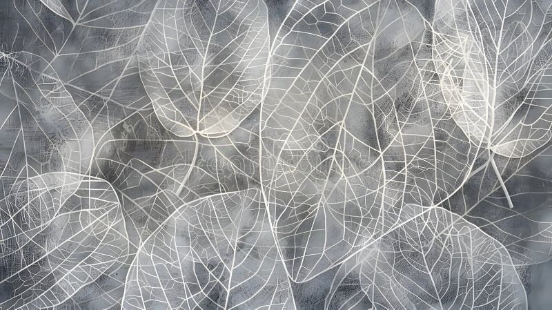 Abstract Leaf Veins Pattern - Grey Background Stock Illustration ...