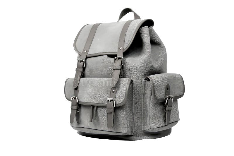 Grey Backpack on White Background Stock Illustration - Illustration of ...