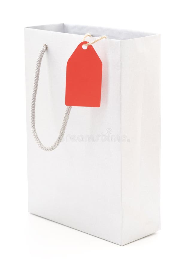 Grey bag with tag. stock image. Image of paper, gift - 47735095