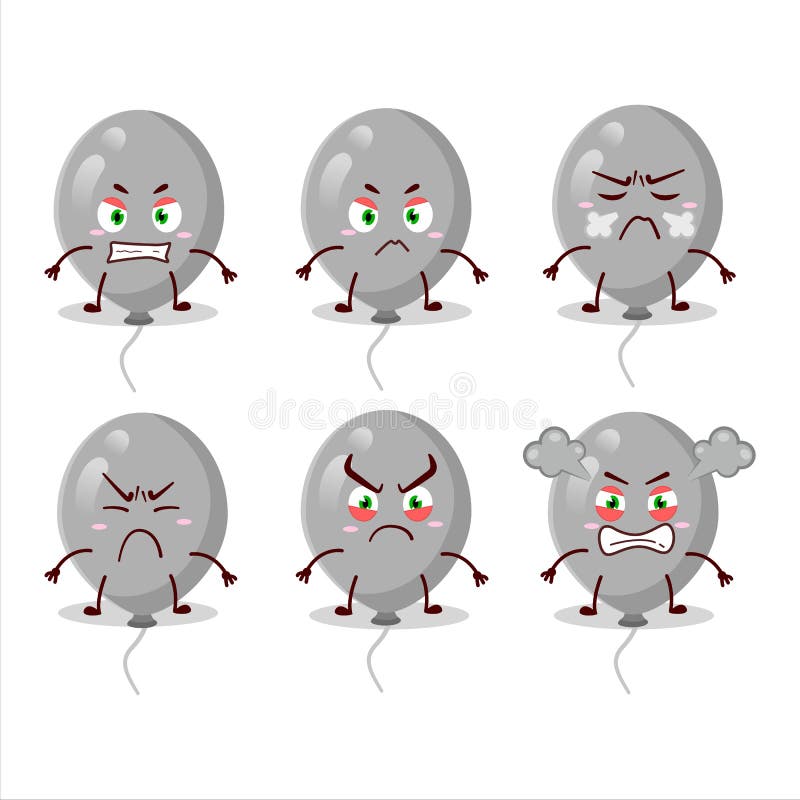 Grey Balloons Cartoon Character with Various Angry Expressions Stock ...