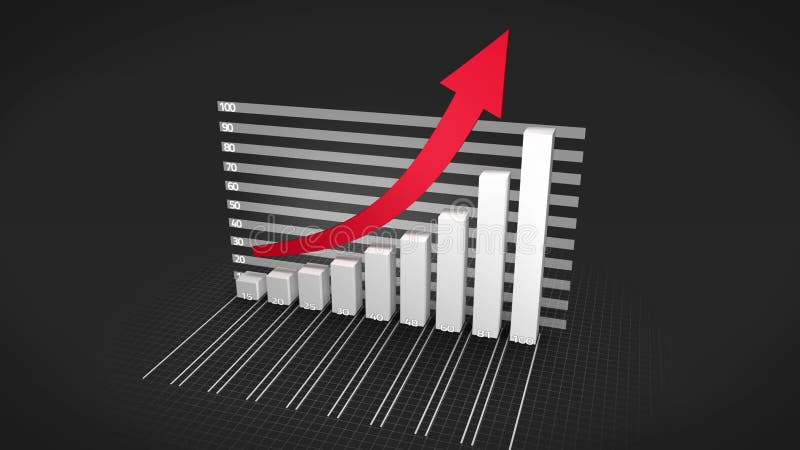 Grey Bar Chart Growing with Red Arrow Stock Video - Video of arrow ...