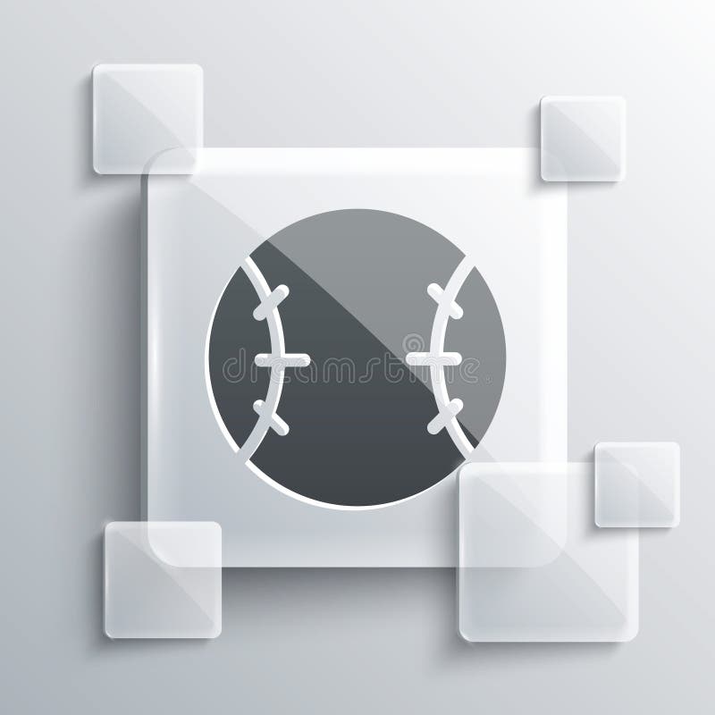 Grey Baseball Ball Icon Isolated on Grey Background. Square Glass ...