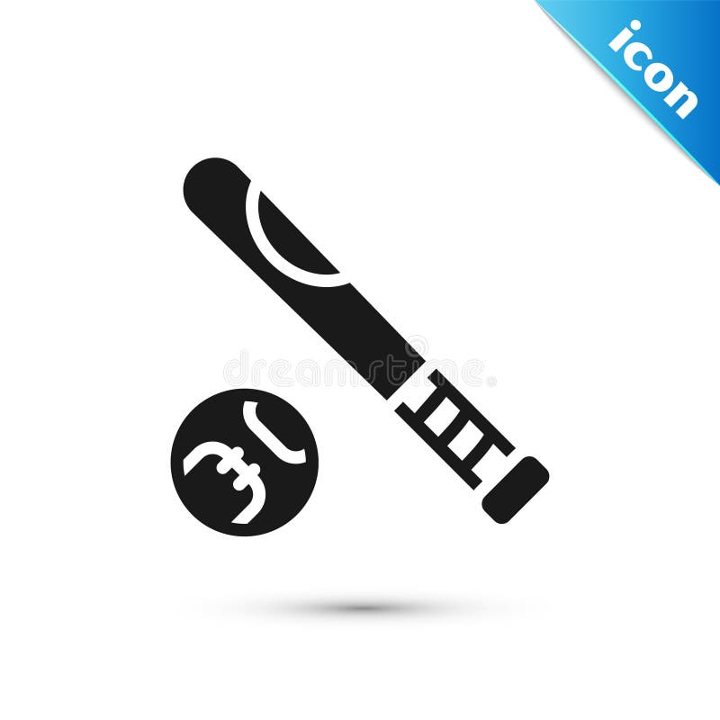 Grey Baseball Bat with Ball Icon Isolated on White Background. Vector ...