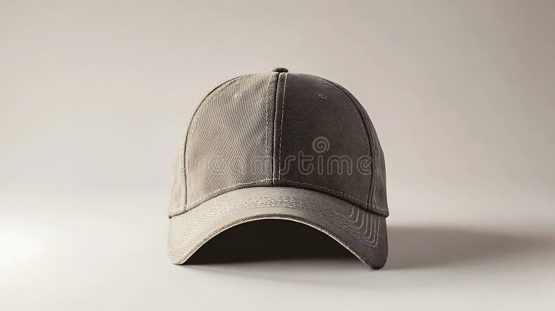 Classic Grey Baseball Cap with Curved Brim and Top Button Stock ...