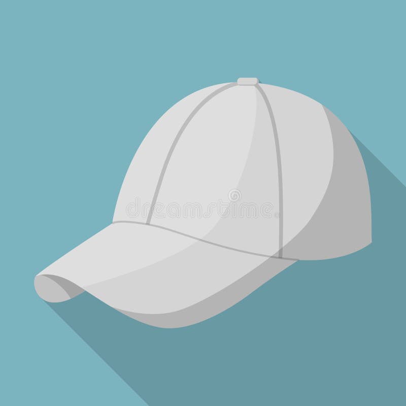 Grey Baseball Cap Icon, Flat Style Stock Vector - Illustration of ...