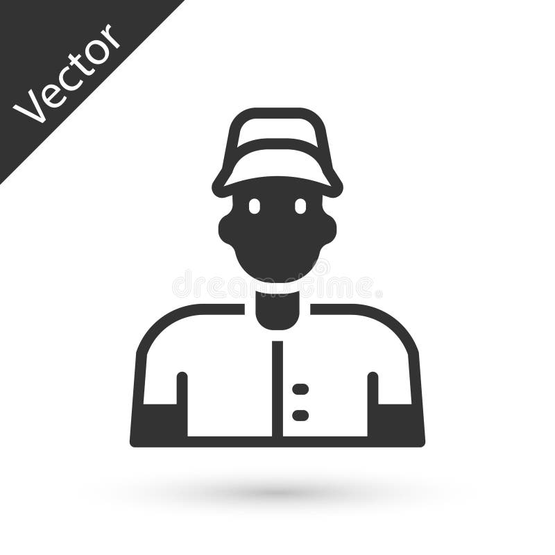 Grey Baseball Player Icon Isolated on White Background. Vector Stock ...