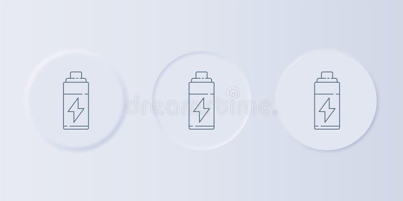 Grey Battery Icon Isolated on Grey Background. Lightning Bolt Symbol ...