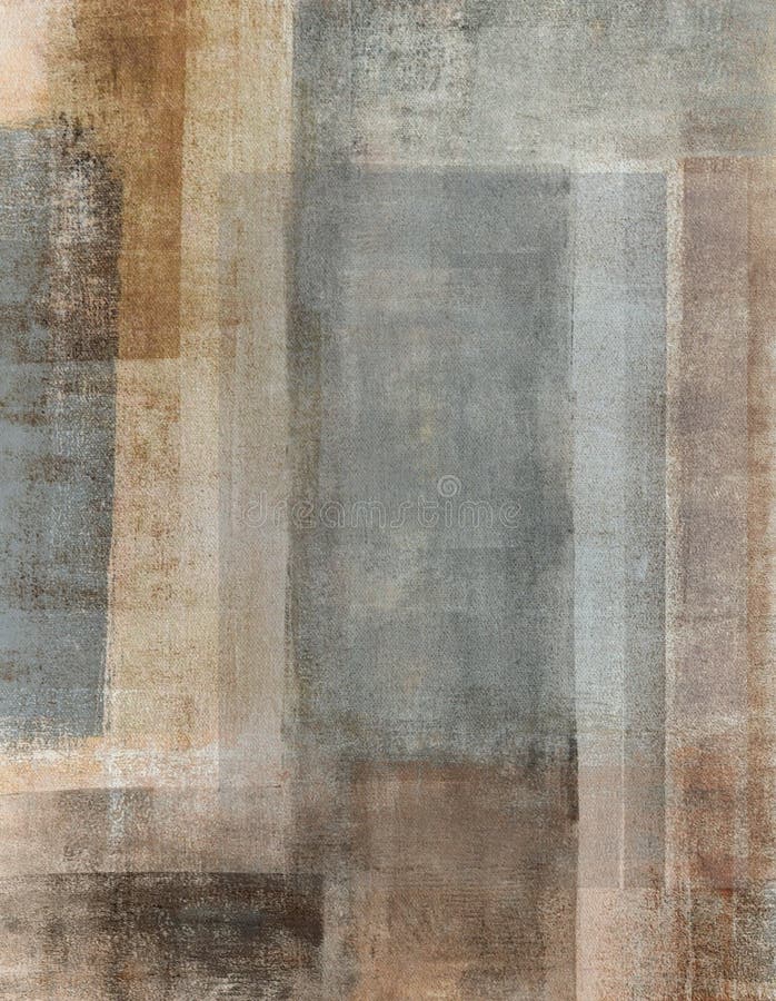 Grey and Beige Abstract Art Painting Stock Illustration - Illustration ...