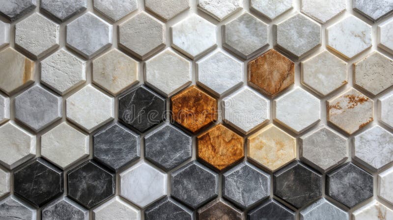 Grey Beige Brown Hexagon Stone Tiles Pattern Texture Stock Illustration - Illustration of tiles ...