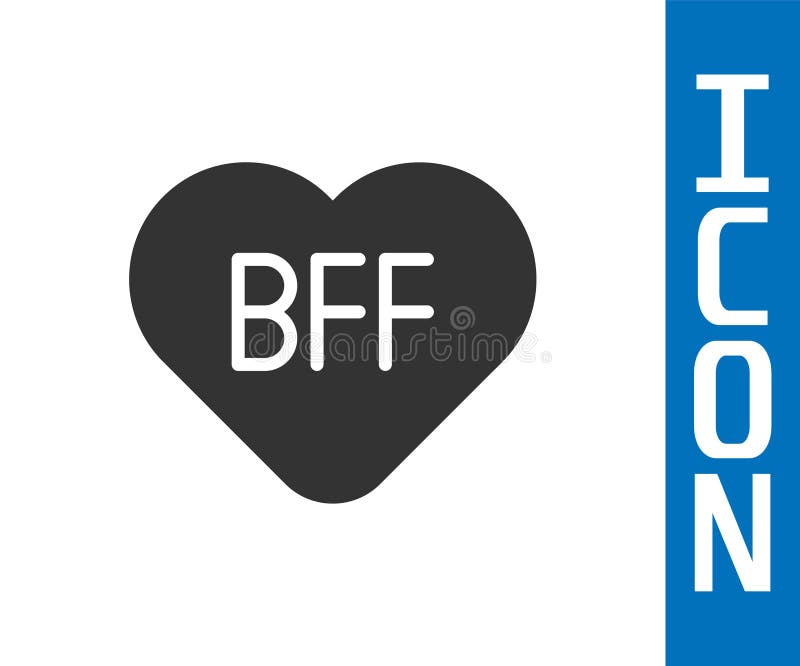 Grey BFF or Best Friends Forever Icon Isolated on White Background ...