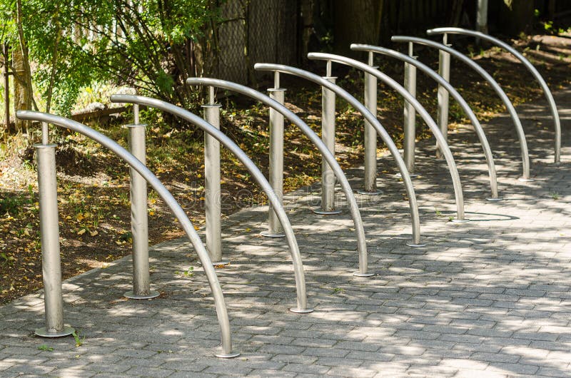 Grey Bike Stand on a Sunny Day Stock Image - Image of ventspils, color ...