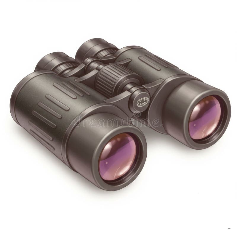 Grey Binoculars on White Background Stock Illustration - Illustration ...