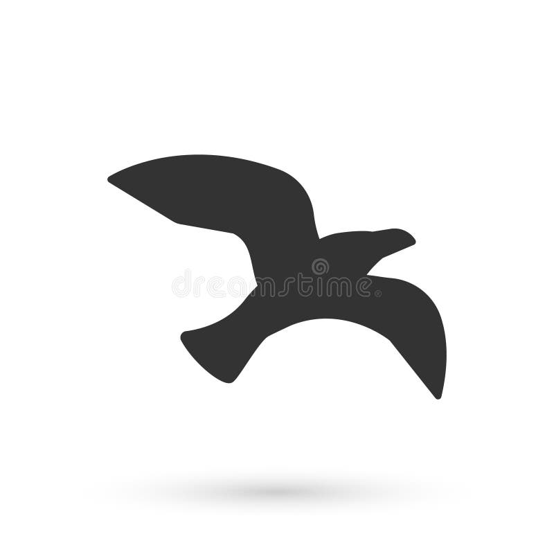 Grey Bird Seagull Icon Isolated on White Background. Vector Stock ...
