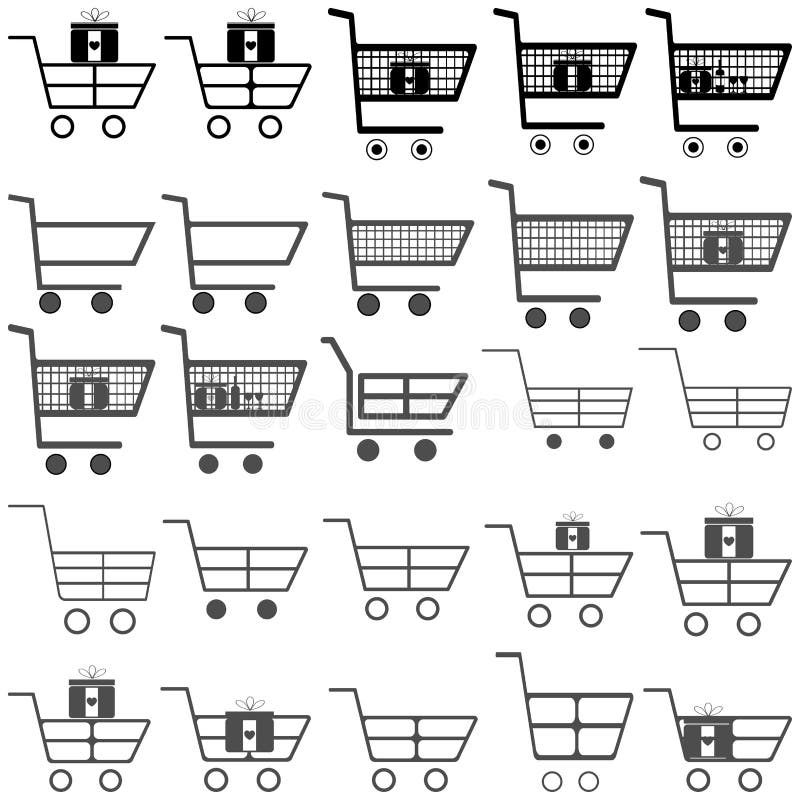 Grey and Black Carts - Icons. Stock Vector - Illustration of shopping ...